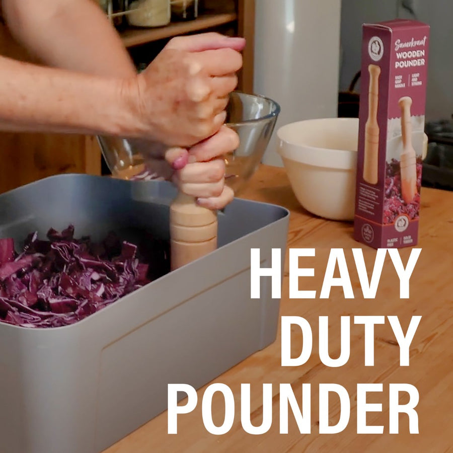Wooden Sauerkraut Pounder - 10" Solid Beech Wood Cabbage Stomper ...