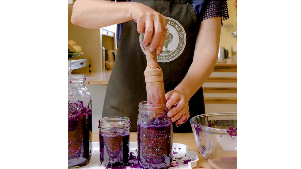 Wooden Sauerkraut Pounder - 10" Solid Beech Wood Cabbage Stomper ...