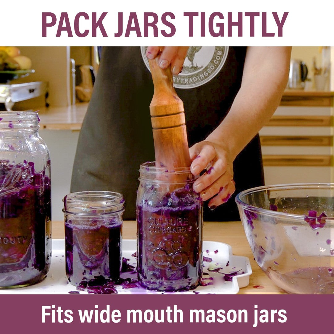 Wooden Sauerkraut Pounder - 10" Solid Beech Wood Cabbage Stomper ...