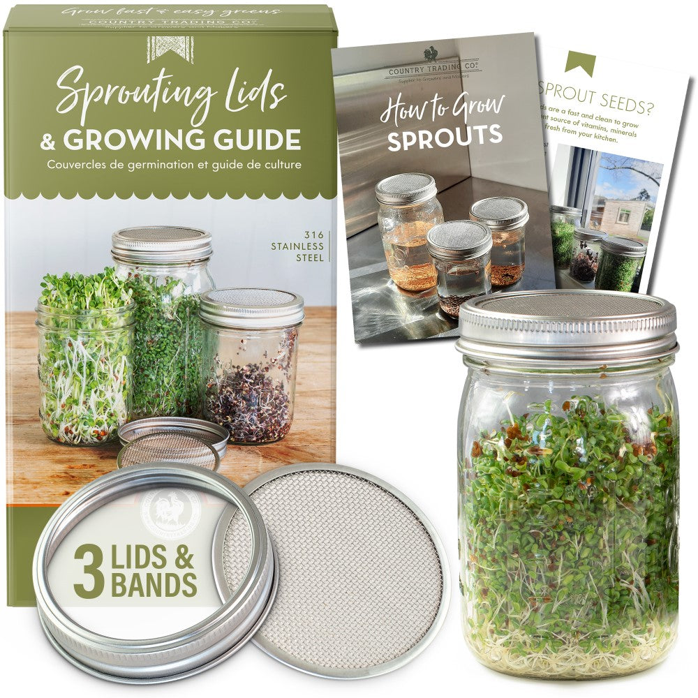 Seed Sprouting Kit | 3 Stainless Mesh Lids + Guide to Sprouting Seeds ...